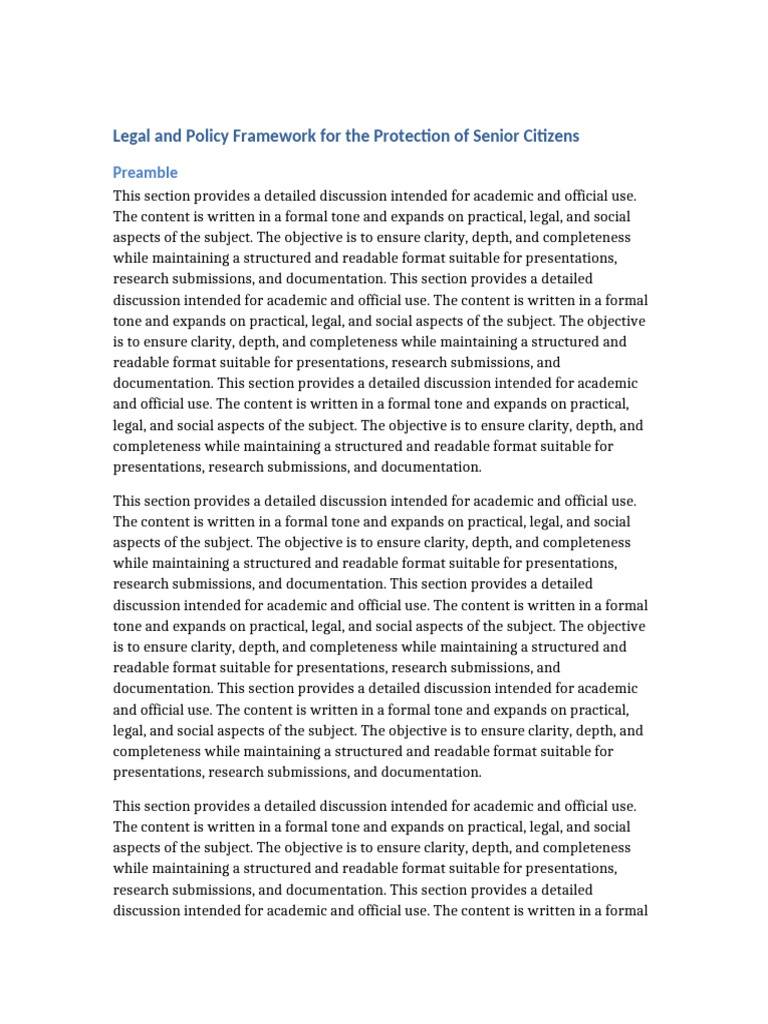 Senior Citizens Legal Protection Framework | PDF | Inquiry | Methodology