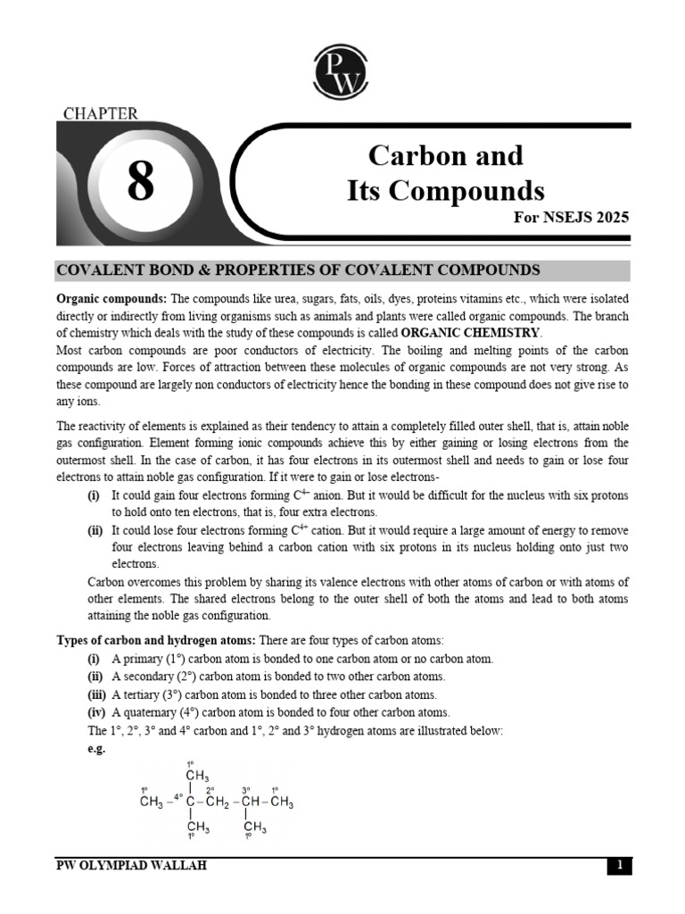 Carbon Compounds and Covalent Bonds | PDF | Alkane | Covalent Bond