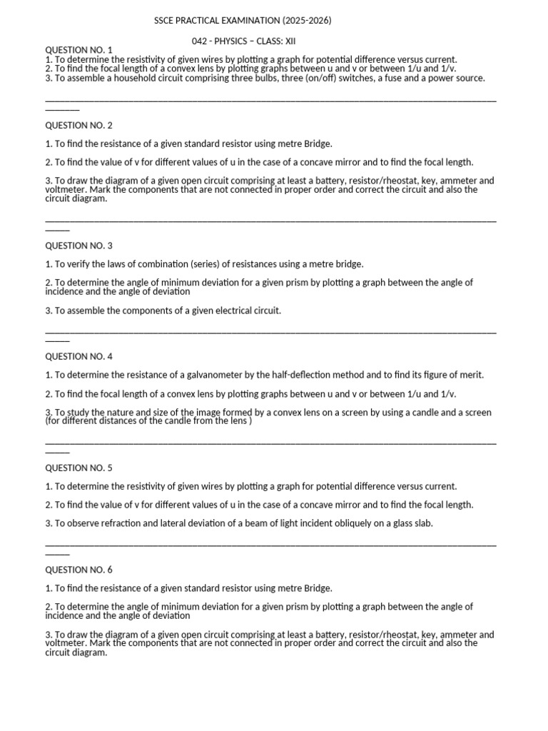 SSCE Physics Practical Exam Guide | PDF | Electromagnetic Radiation ...