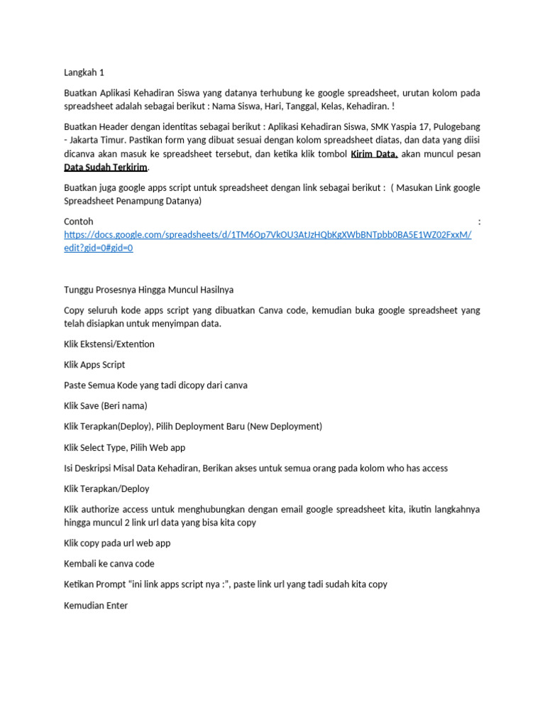 Membuat Aplikasi Canva Code Dan Datanya Tersimpan Ke Google Spreadsheet ...