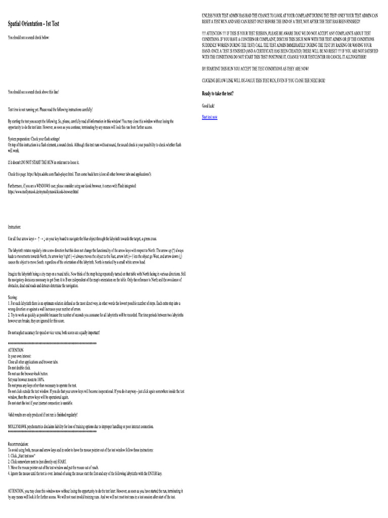 Basic Aptitudes Assessment - Spatial Orientation - Intro | PDF