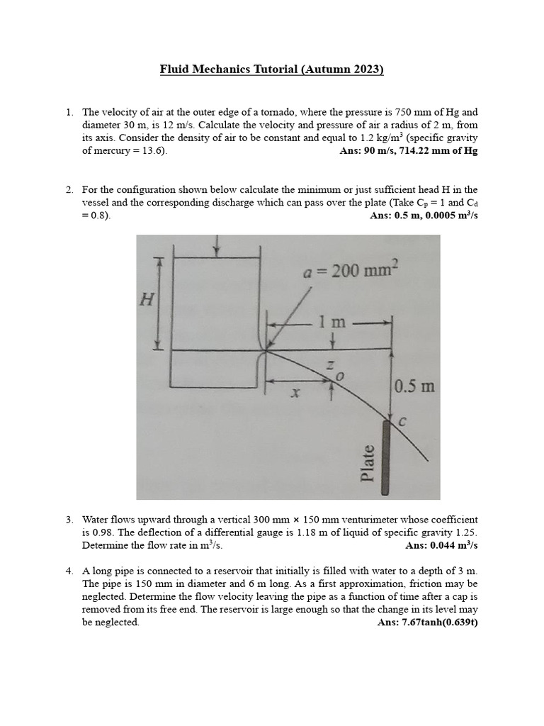 Fluid Mechanics Problems and Solutions | PDF | Fluid Dynamics | Flow ...