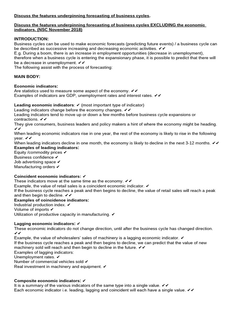 Business Cycle Forecasting Features | PDF | Business Cycle | Economic ...