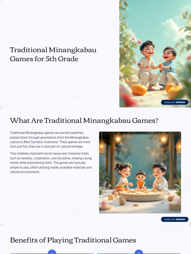 Traditional Minangkabau Games for 5th Grade | PDF | Teachers | Psychology