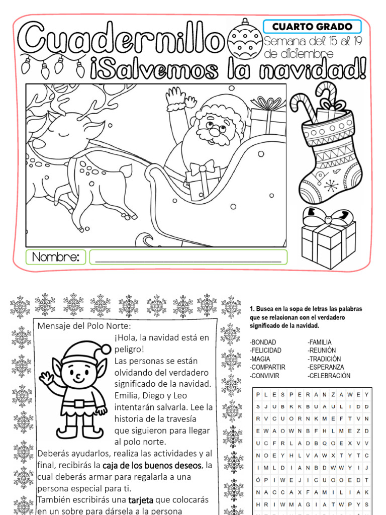 Salvemos la Navidad: Actividades y Cuento | PDF | Navidad | Papá Noel