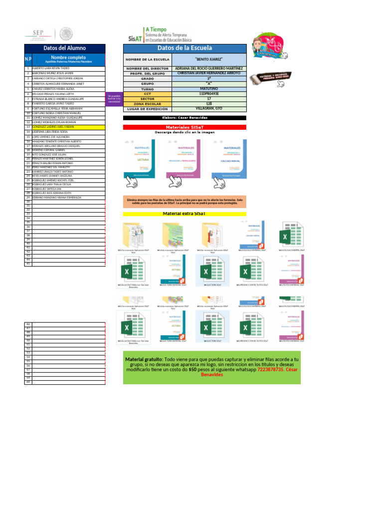 ?♾️Excel SISaT Mate-Lec-TexCésar Benavides | PDF | México