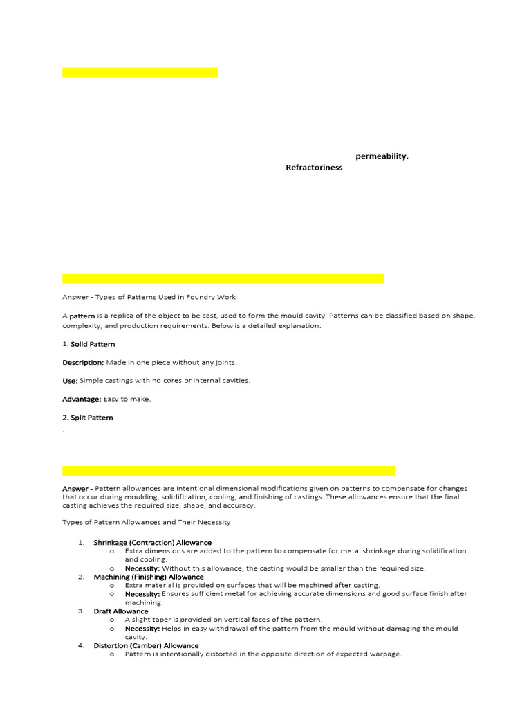 2nd Sem Set 2 (MP-1) | PDF | Foundry | Mechanical Engineering