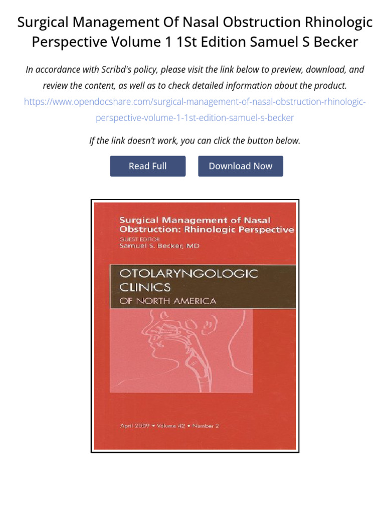 Surgical Management Of Nasal Obstruction Rhinologic Perspective Volume ...