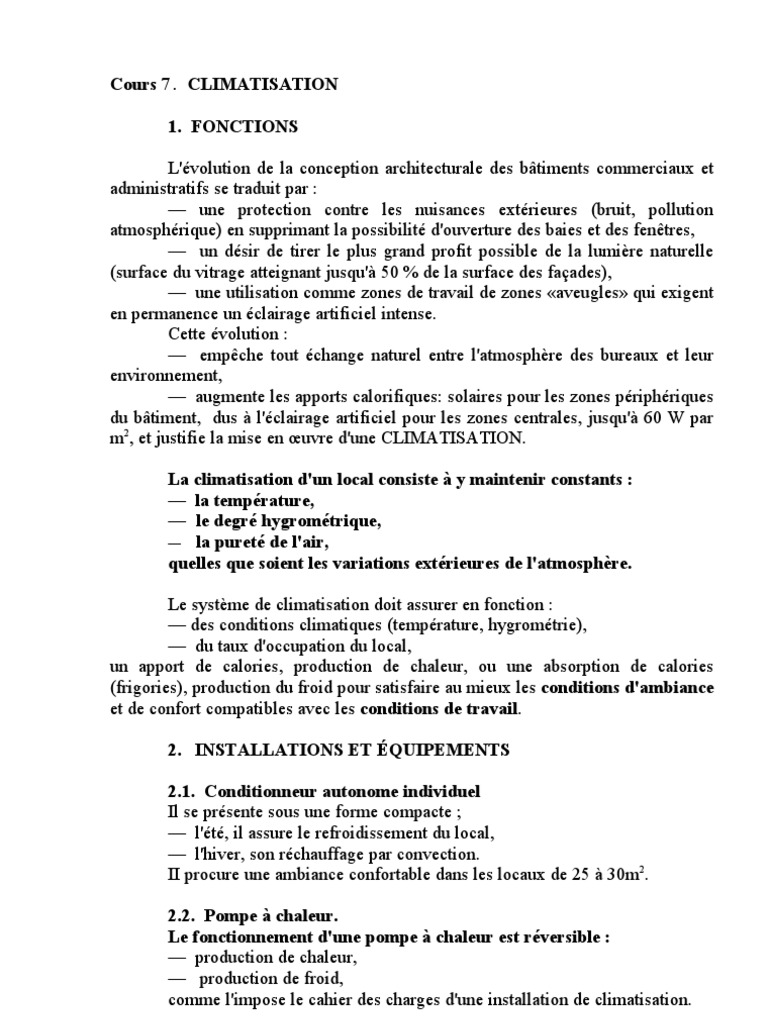 Corrigé de l'exercice sur la climatisation | PDF | Climatisation ...
