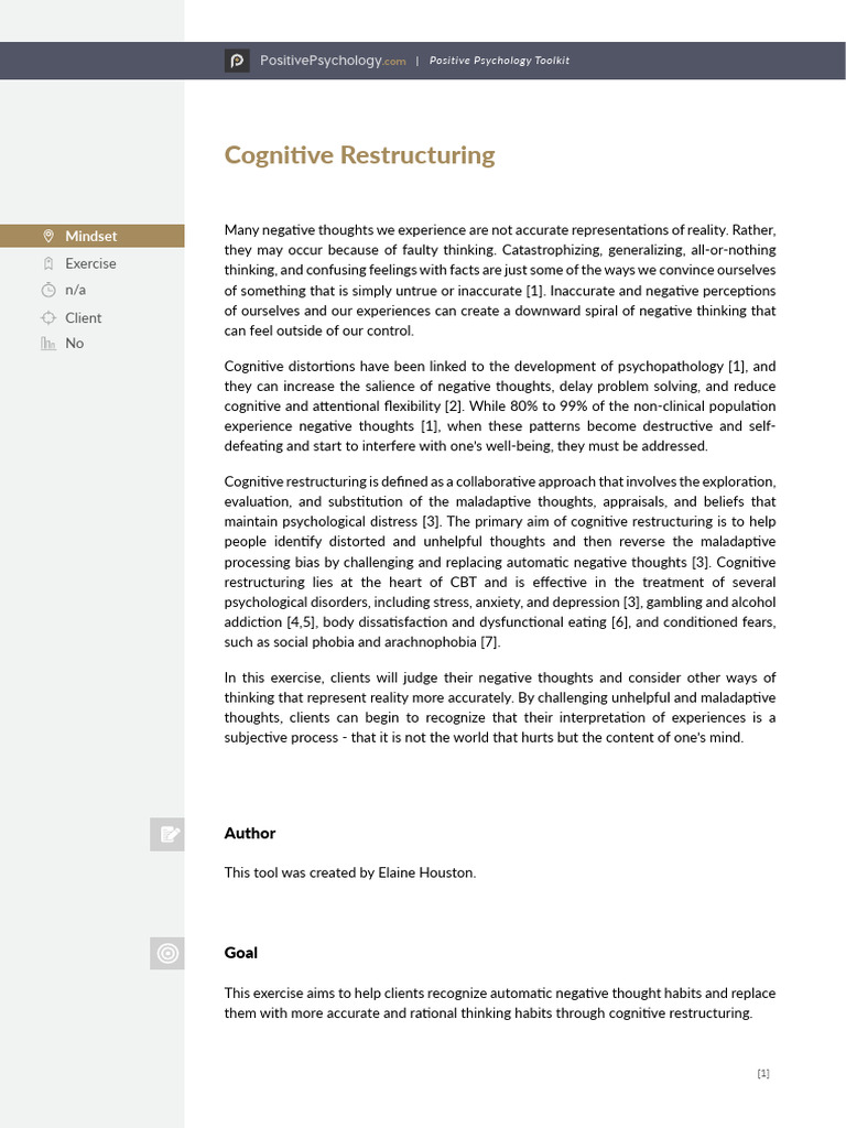 Cognitive Restructuring 1 | PDF | Thought | Abnormal Psychology