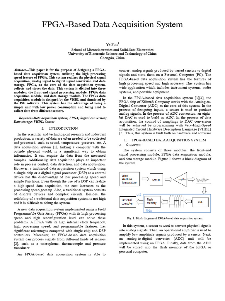 FPGA Data Acquisition System Design | PDF | Analog To Digital Converter ...