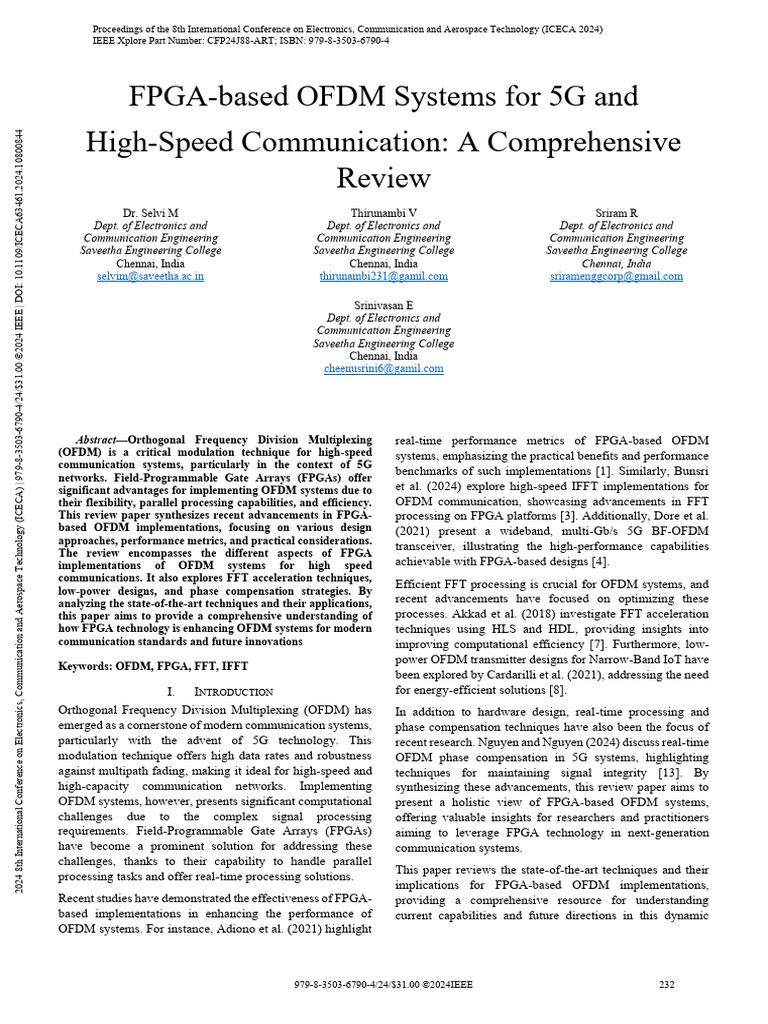 FPGA-based OFDM Systems For 5G and High-Speed Communication A ...