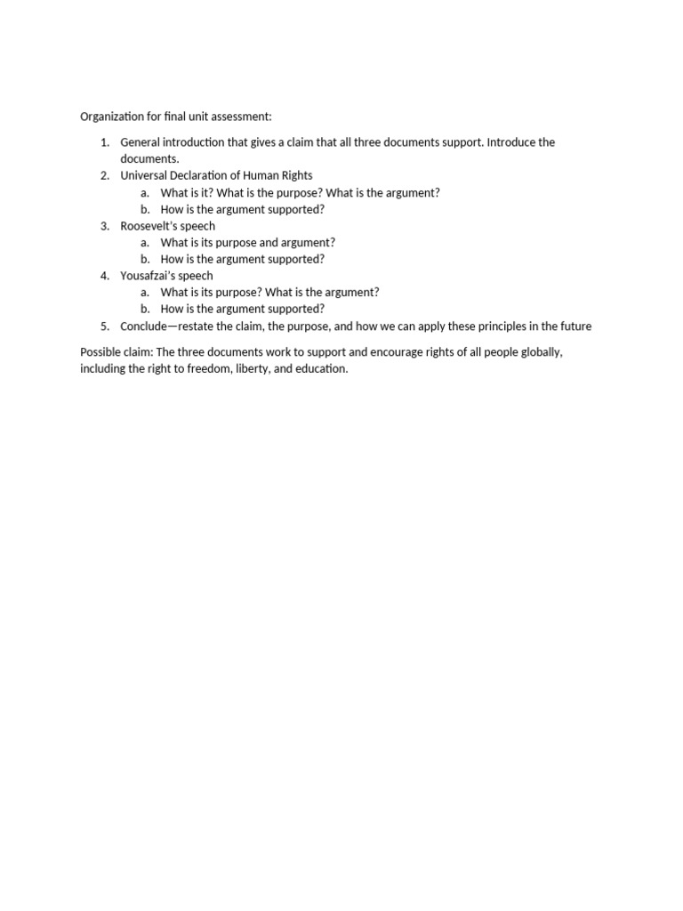 UDHR+Final+Essay+Outline | PDF