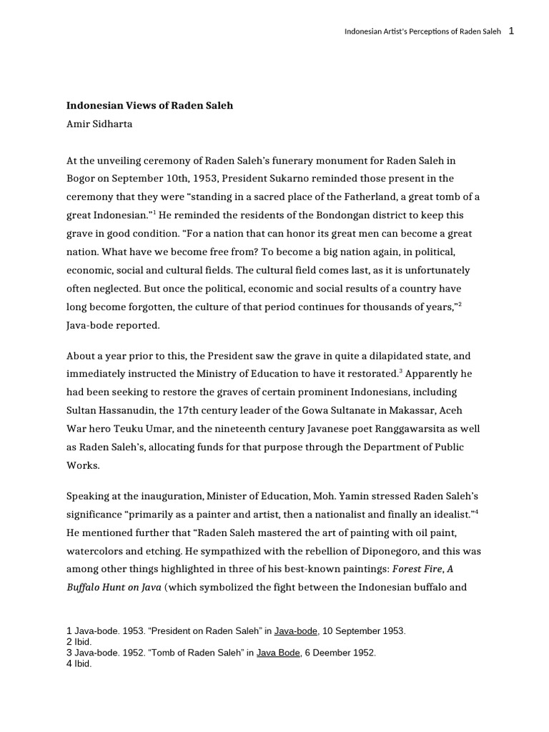 Raden Saleh: Indonesian Cultural Icon | PDF
