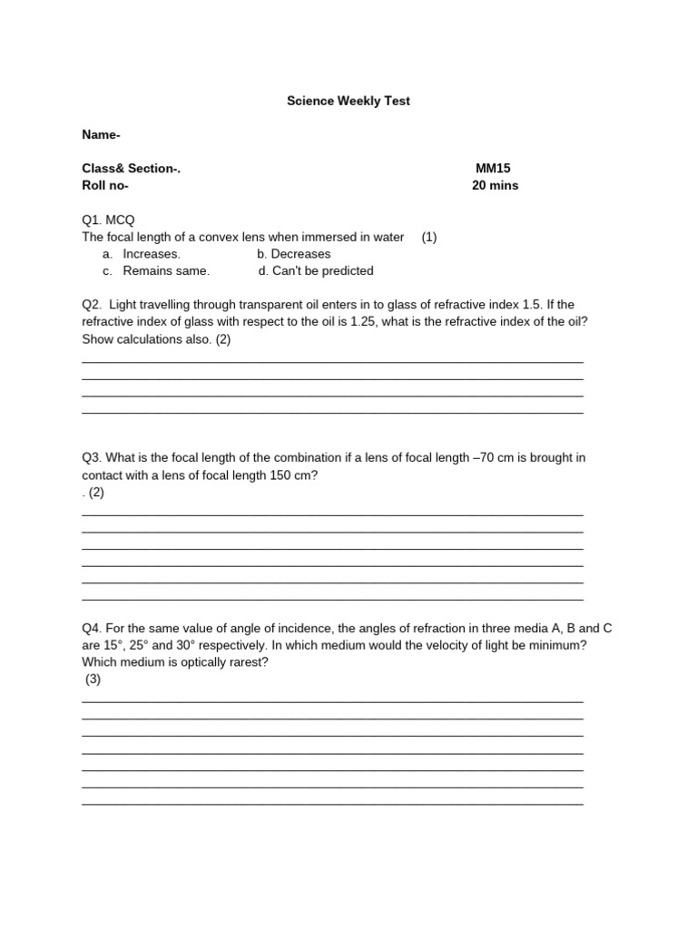 Science Weekly Test 4.4.25 | PDF | Atomic | Waves