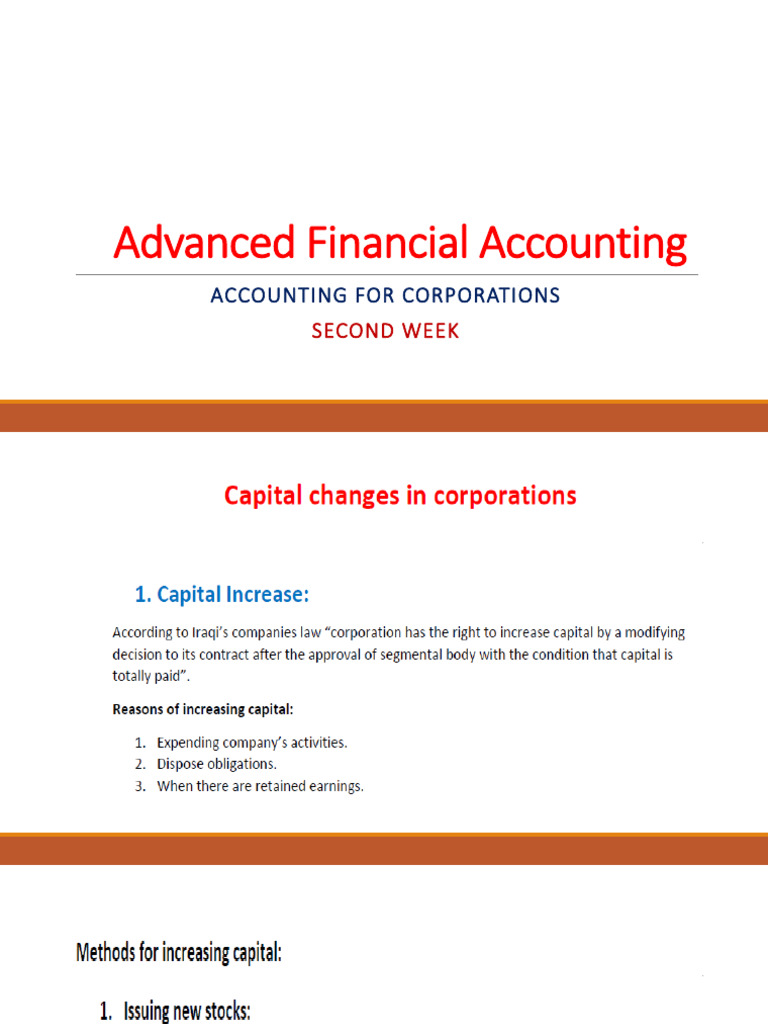 Second Week Capital Changes in Corporations | PDF
