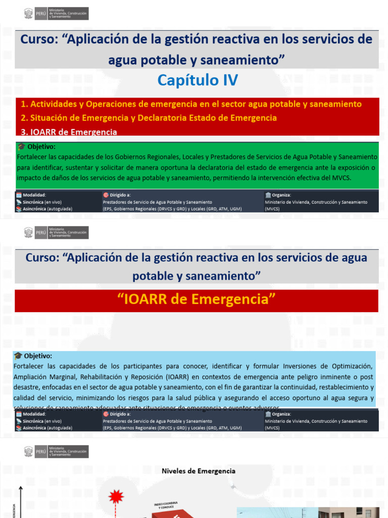 AGRSAPS 2025-I Capítulo IV Presentación IOARR de Emergencia | PDF | Alcantarillado | Agua