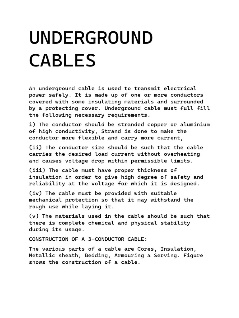 Underground Cable Construction Guide | PDF | Insulator (Electricity ...