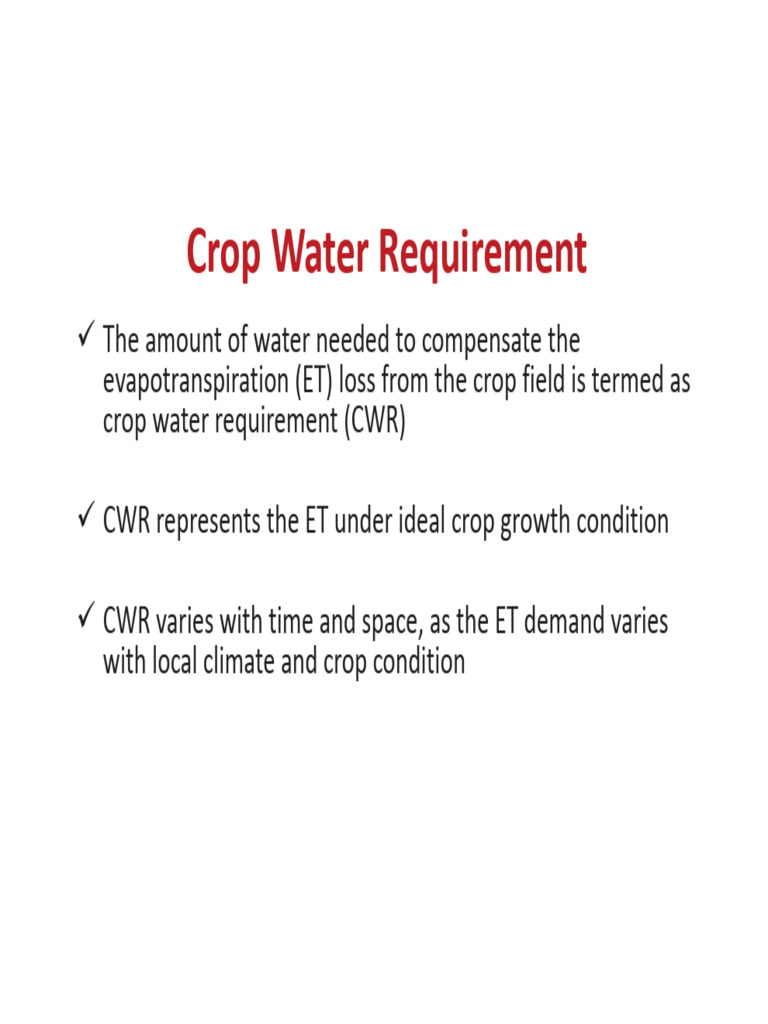 Lecture 2 Ece 2405 Irigation 1 Water Requirements and Scheduling | PDF ...