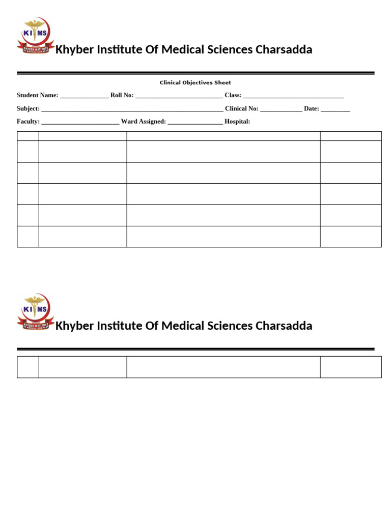 Clinical Objectives Sheet-2 | PDF
