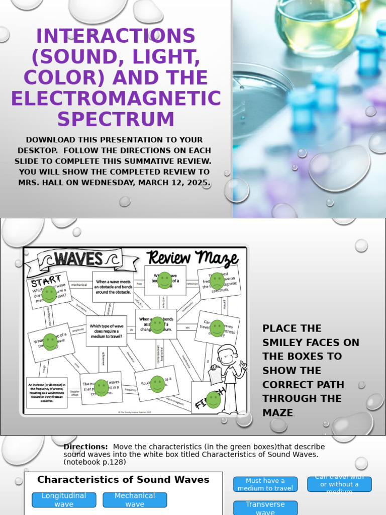 Interactions _(Sound, Light, Color) and the EM Spectrum Summative ...