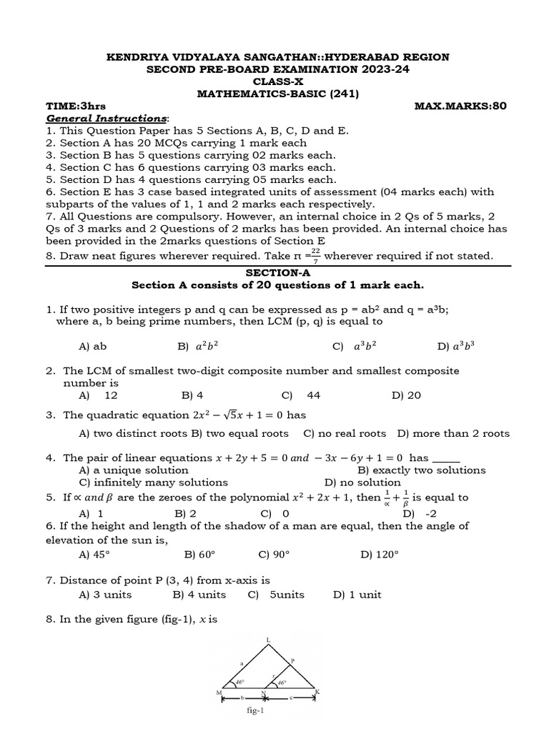 x Maths Basic Pb-02 Qp 23-24 | PDF | Circle | Area