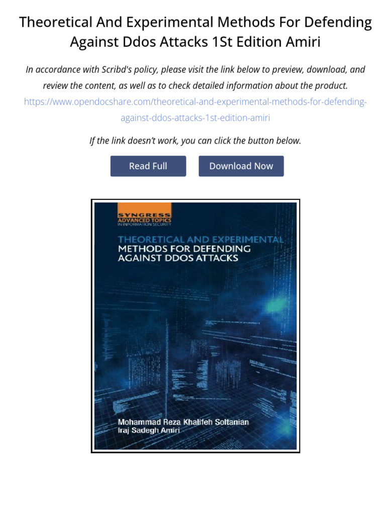 Theoretical and Experimental Methods for Defending Against DDOS Attacks ...