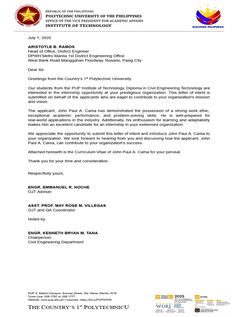 Intent Letter | PDF