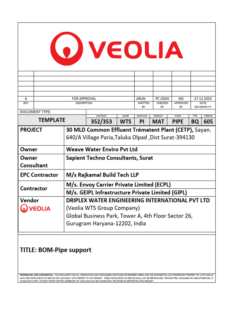 Pipe Support and Foundation Bolts BOQ | PDF | Screw | Nut (Hardware)