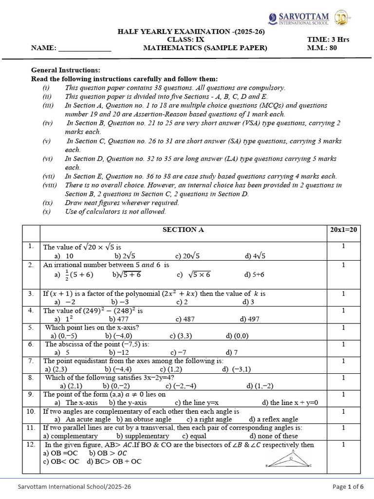 Maths-HY-SP | PDF | Triangle | Elementary Geometry