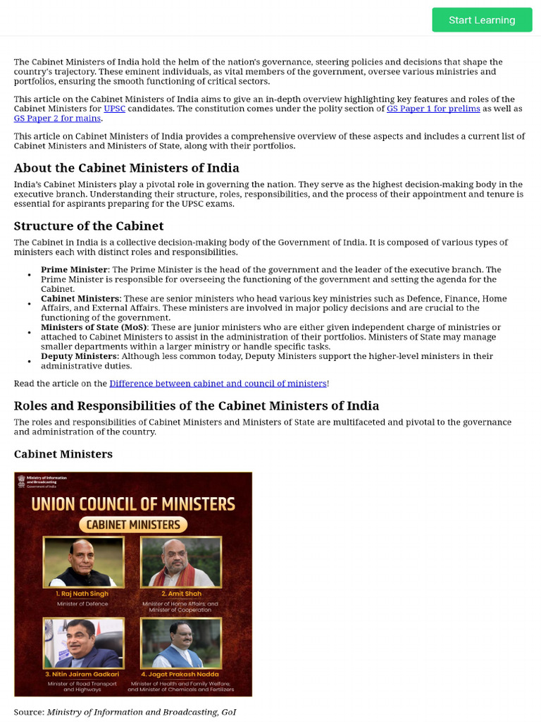 Cabinet Ministers in India 2024 - Check Complete List Council of ...