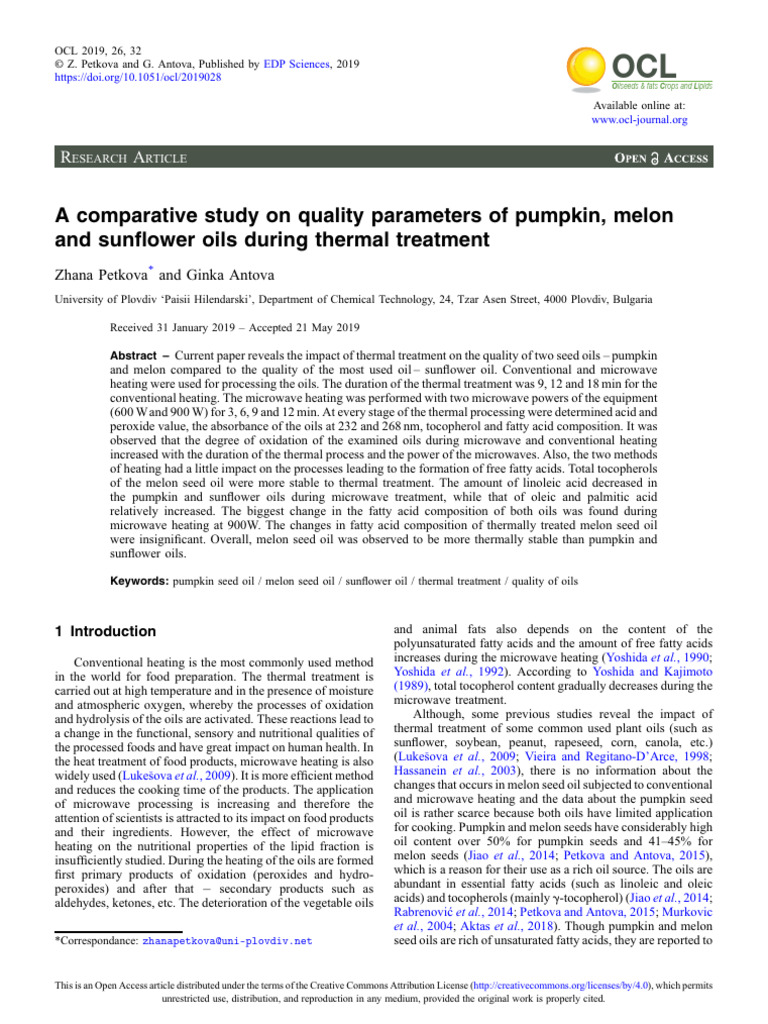 A comparative study on quality parameters of pumpkin, melon and ...