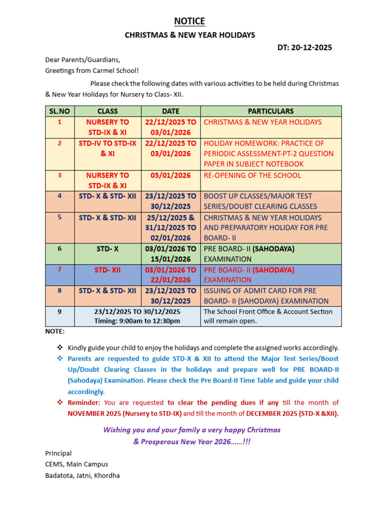 NOTICE-Christmas & New Year Holidays-20!12!2025 | PDF | Christmas ...