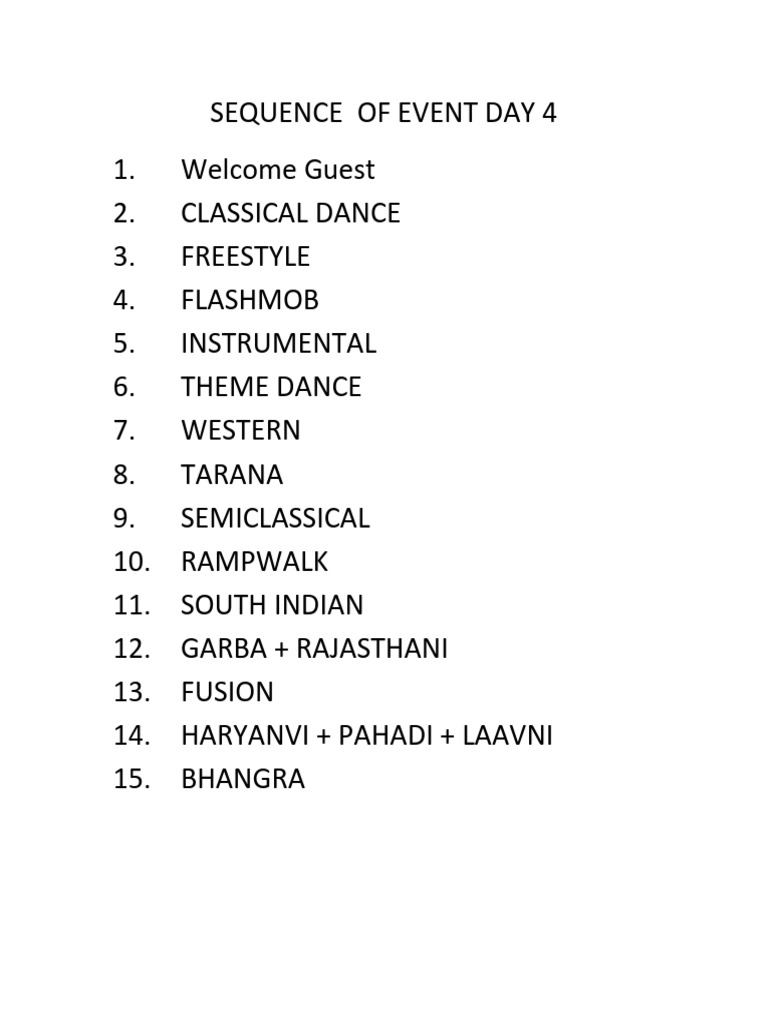 Sequence of Event Day 4 | PDF
