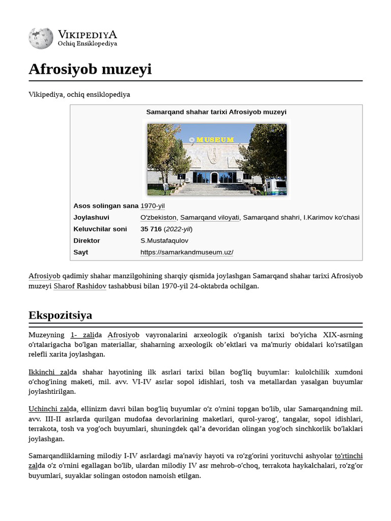 Afrosiyob Muzeyi | PDF