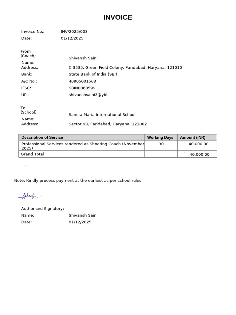 Invoice SanctaMaria Nov2025 Edited | PDF
