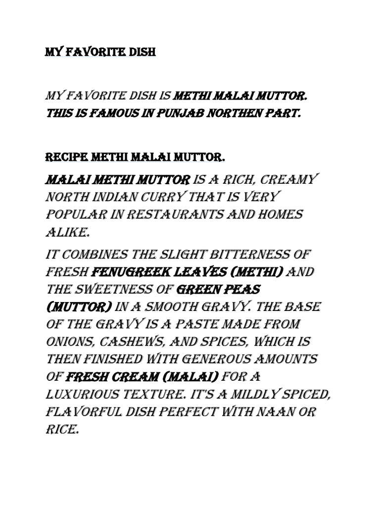 My Favorite Dish | PDF