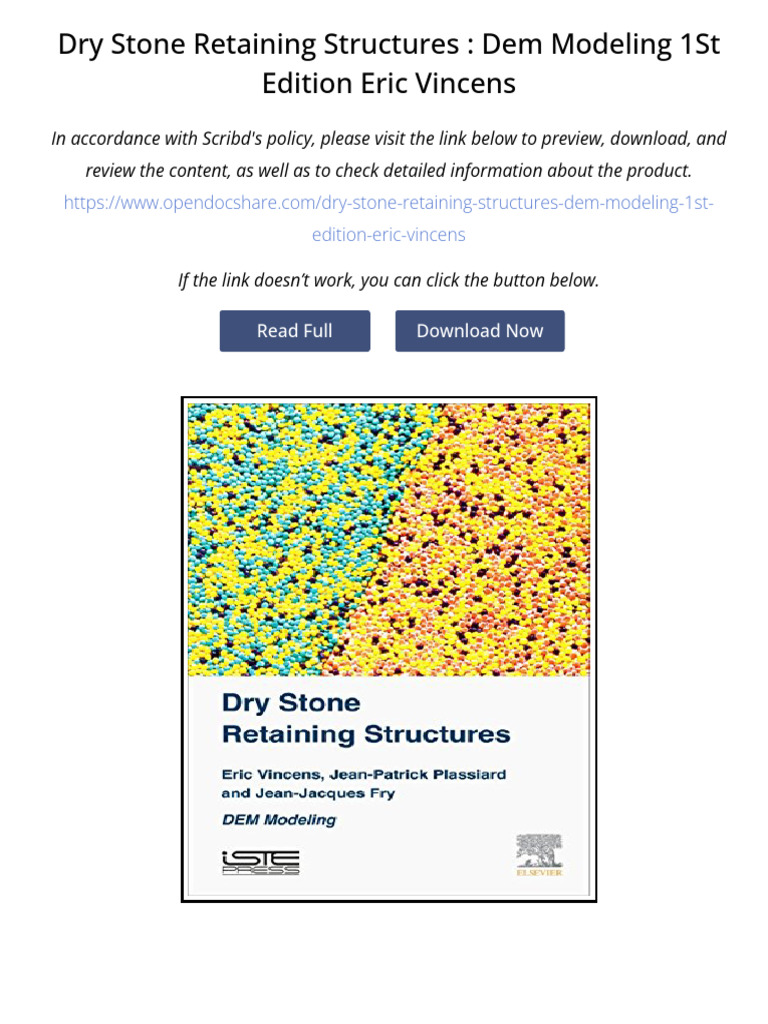 Dry Stone Retaining Structures : DEM modeling 1st Edition Eric Vincens ...