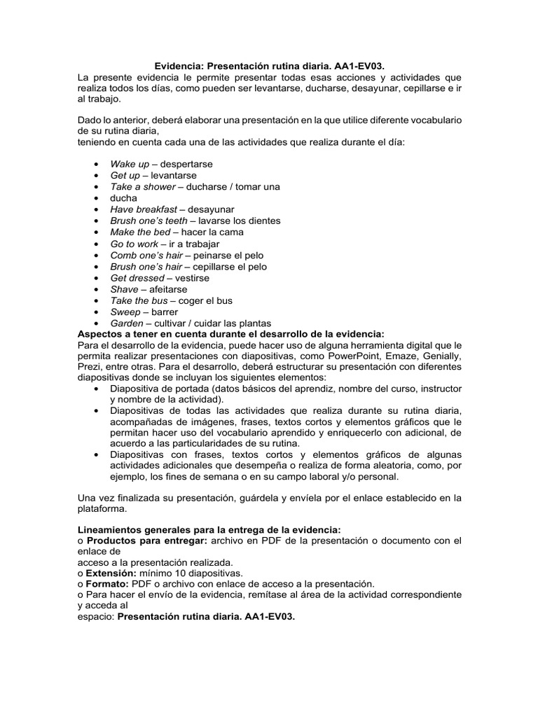 Presentación de Rutina Diaria | PDF | Informática