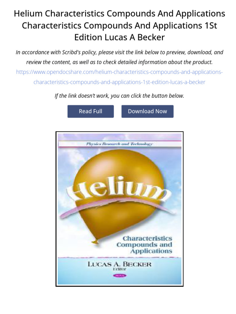 Helium Characteristics Compounds And Applications Characteristics ...