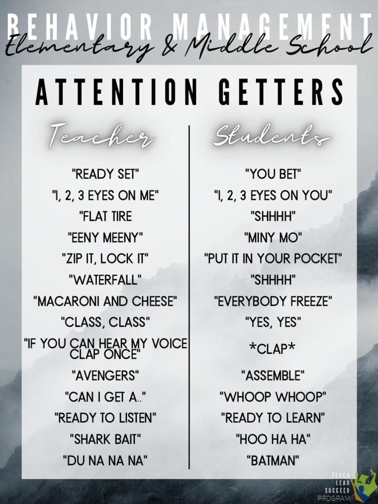 Attention Getters: Elementary & Middle School | PDF