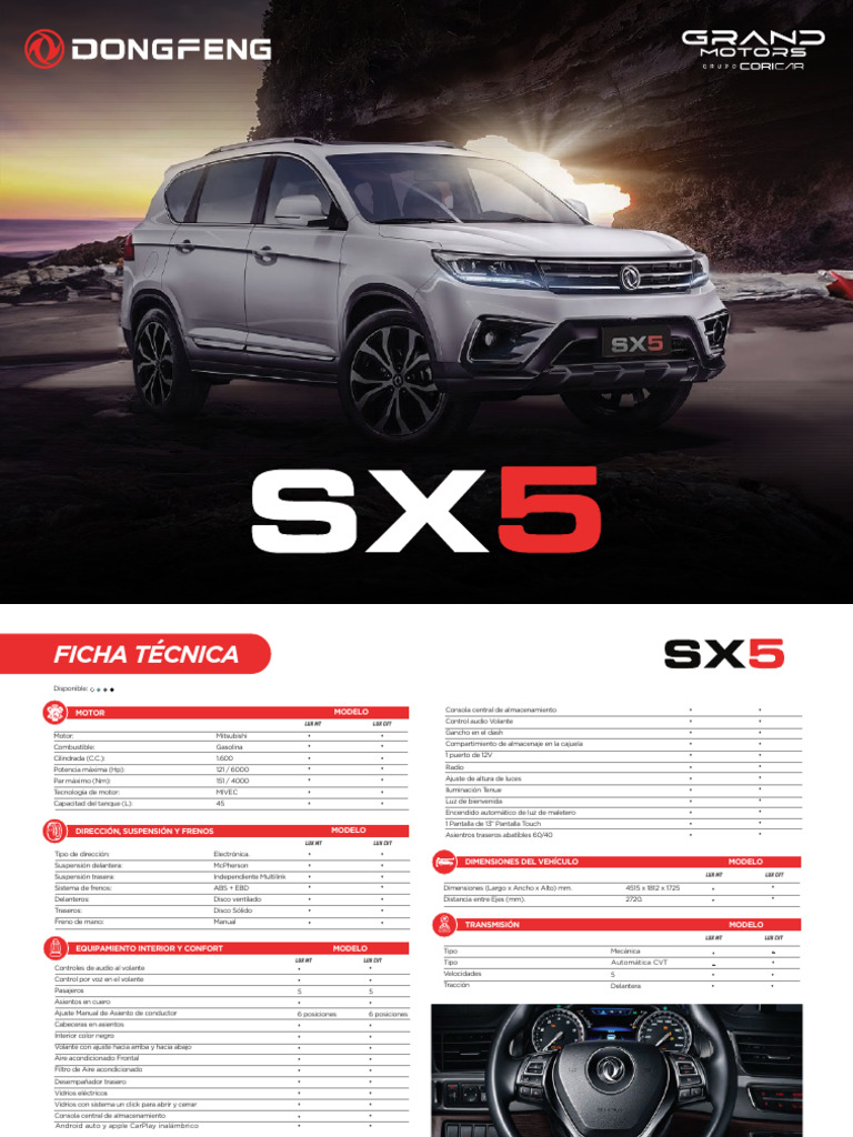 FICHA TECNICA-SX5- (1) (2) (297) | PDF | Airbag | Vehículos con ...