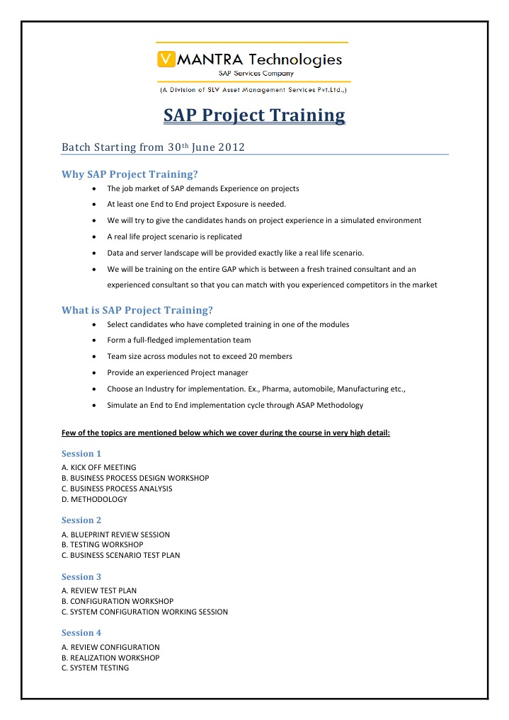 SAP Project Training V1.0 | PDF | Computing | Information Technology