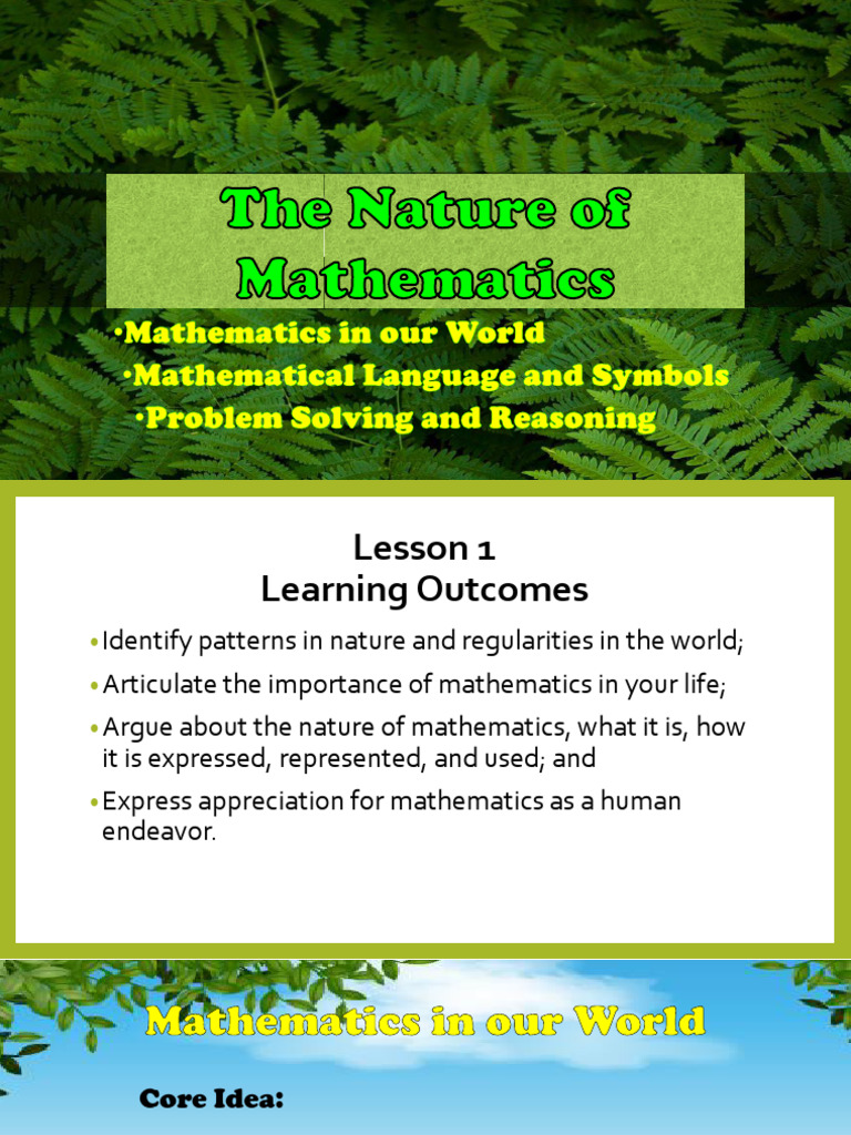 Lesson 1 - Mathematics in Our World | PDF | Pattern | Numbers