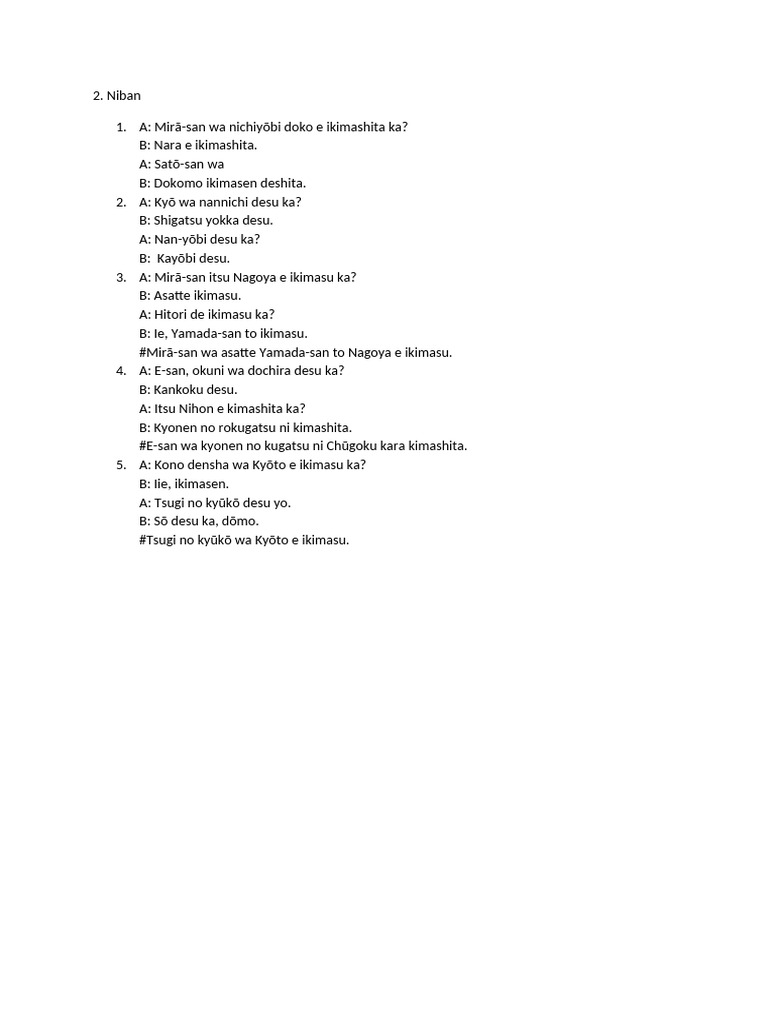 Japanese Conversation Practice Dialogues | PDF