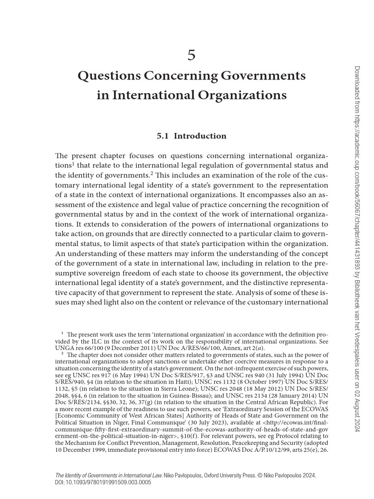 Ch. 5 - Questions Concerning Governments in IOs | PDF | United Nations ...