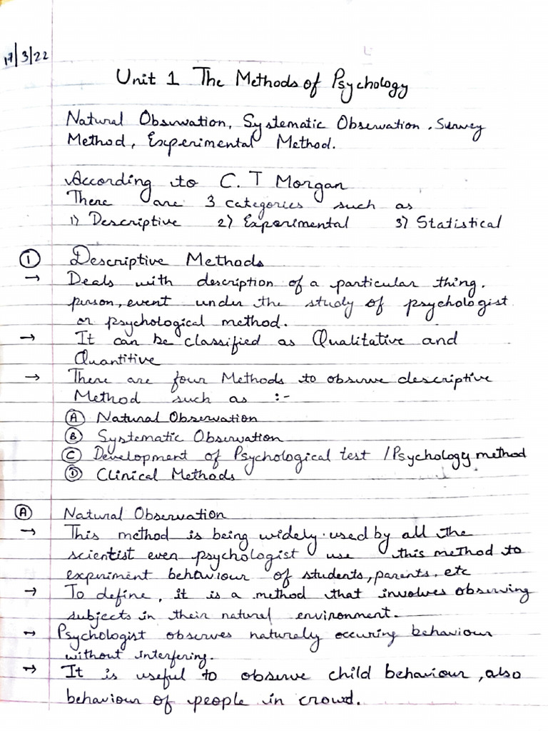 Methods of Natural Observation in Psychology | PDF