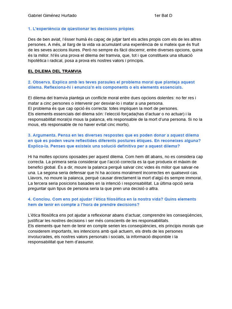 El Dilema Del Tramvia - Documents de Google | PDF