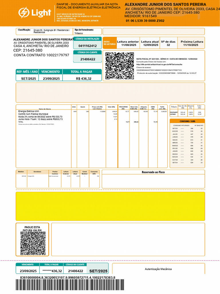 Alex 640687143 Conta de Luz Light 1 | PDF
