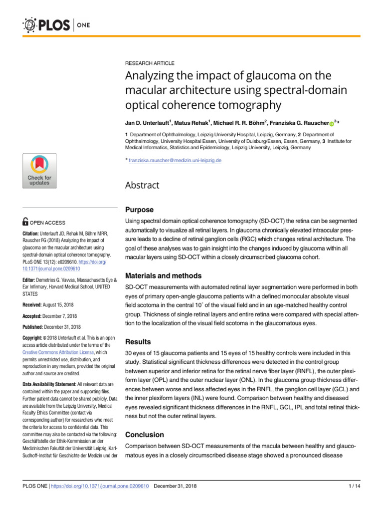 Glaucoma's Impact on Macular Layers | PDF | Retina | Glaucoma